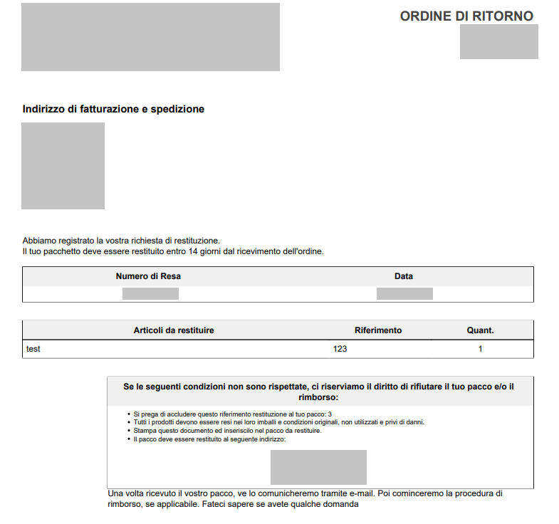 Resi e Rimborsi | GS Farma